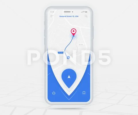Map GPS navigation app ux ui concept, Mobile map application ...