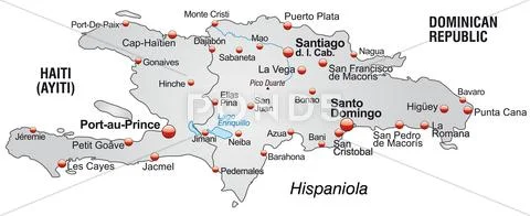 Map of hispaniola as an overview map in gray ~ Clip Art #37925787