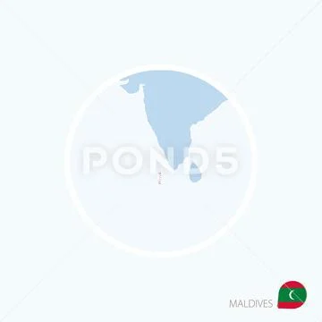 Map icon of Maldives. Blue map of South Asia with highlighted Maldives ...