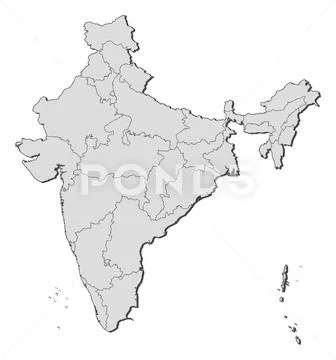 Map of India, Daman and Diu highlighted Political map of India with the ...