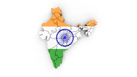 Map of India with flag, top view. Formed... | Stock Video | Pond5