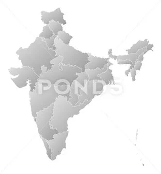 Map of India, Puducherry highlighted Political map of India with the ...
