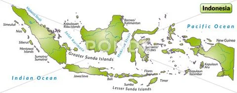Map of indonesia as an overview map in green: Royalty Free #37926614