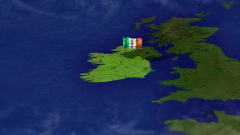 Map of Ireland, ROI with irish flag | Stock Video | Pond5