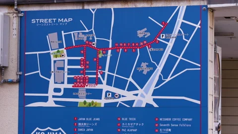 Map of Kojima Jeans Street | Stock Video | Pond5
