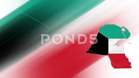 Map of Kuwait, flag map Stock Illustration ~ #213179404