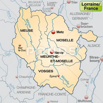 Map of lorraine with borders in pastel orange Illustration #38001620