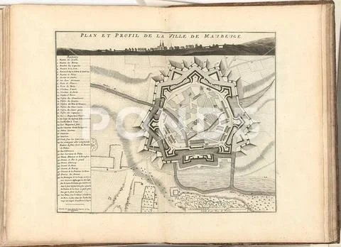 Map of Maubeuge, 1709; Plan et Profil de la Ville de Maubeuge. Map of ...