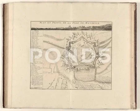 Map of Maubeuge, 1709; Plan et Profil de la Ville de Maubeuge. Map of ...
