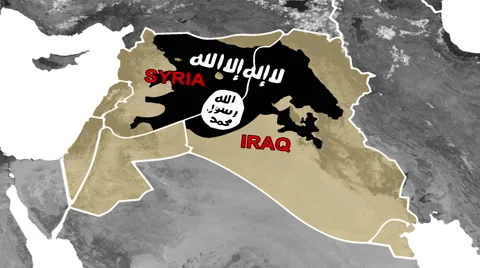 Map of Middle East showing spread of ISI... | Stock Video | Pond5