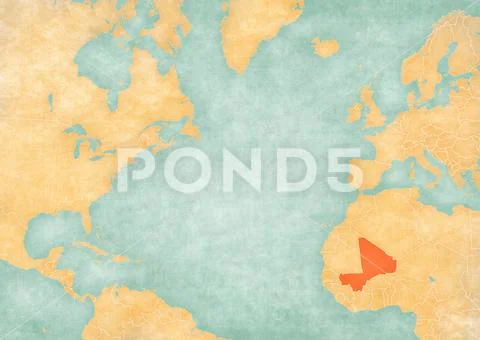 Map of North Atlantic Ocean - Mali: Graphic #109566609