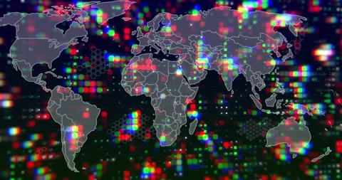 Map outline appearing triggers grid form... | Stock Video | Pond5