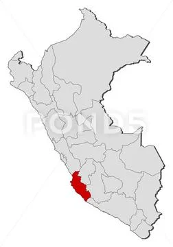 Map of Peru, Ica highlighted Political map of Peru with the several ...