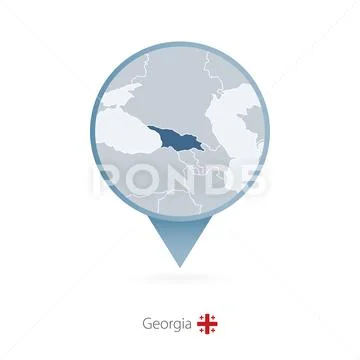 Map pin with detailed map of Georgia and neighboring countries ...