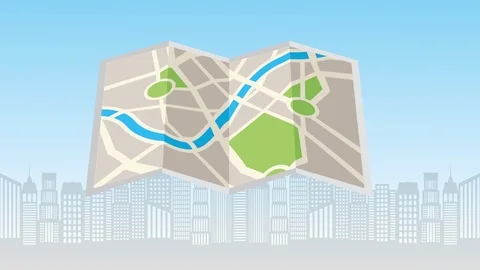 map with pin location and compass animat... | Stock Video | Pond5