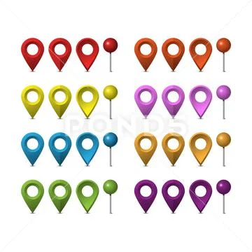 Map pins set isolated on white background, vector illustration: Royalty ...