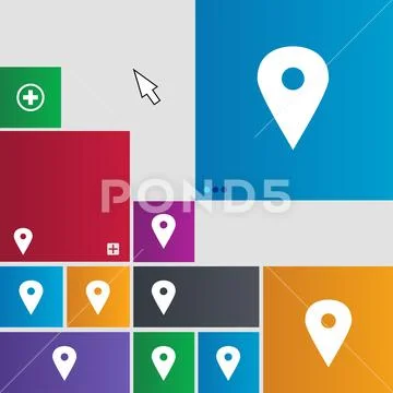 Map pointer, GPS location icon sign. Metro style buttons. Modern interface websi: Royalty Free ...