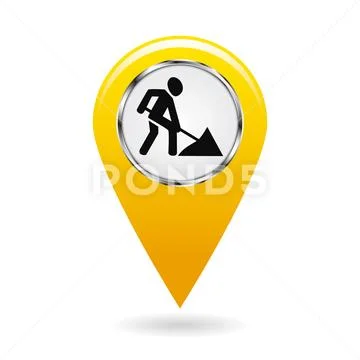 Map pointer. Indicator of repairs and emergency areas on the map ...