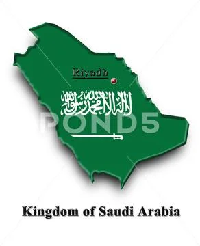 Map of Saudi Arabia in colors of its flag map of Saudi Arabia in colors ...