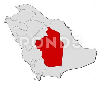 Photograph: Map of Saudi Arabia, Riyadh highlighted Political map of ...