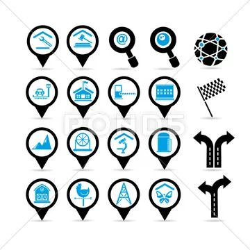 Map set, map icons ~ Clip Art ~ Download Now #45425215