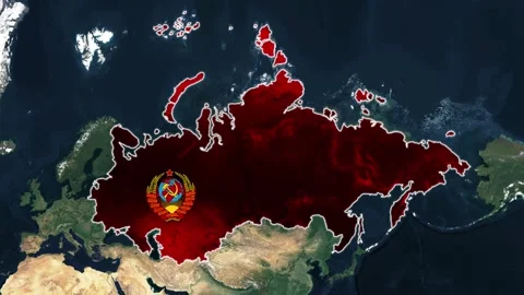 Map Soviet Union Map with flag zoom in, ... | Stock Video | Pond5