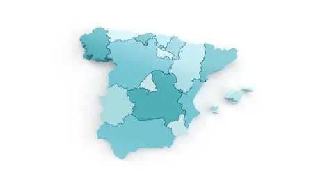 Map of Spain in blue-green colors, top v... | Stock Video | Pond5