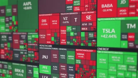 The map of the stock market changes to r... | Stock Video | Pond5