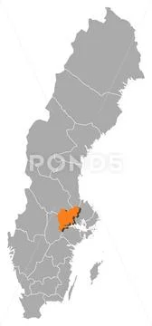 Map of Sweden, Värmland County highlighted Political map of Sweden with ...