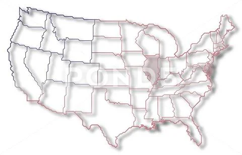 Map of the United States, Illinois highlighted Political map of United ...