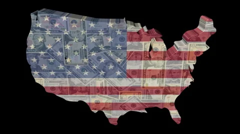 Map of USA with flag to currency animati... | Stock Video | Pond5