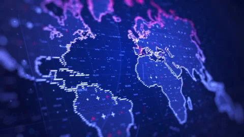 Map wireframe with a location mark techn... | Stock Video | Pond5