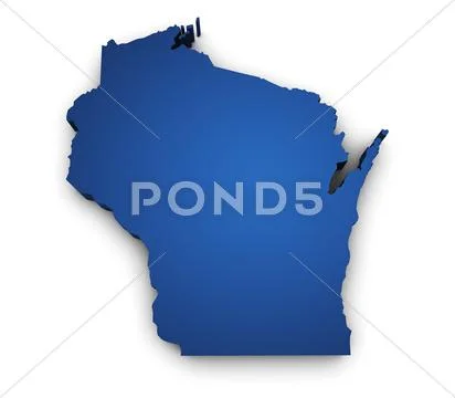 Map of wisconsin 3d shape: Royalty Free #36497826