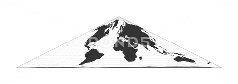 Map of The World. Collignon equal-area pseudocylindrical projection ...