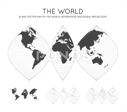 Map of The World. Interrupted sinusoidal projection. Globe with latitude an..: Graphic #234430113