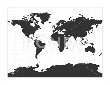 Map of The World. Miller cylindrical projection. Globe with latitude ...