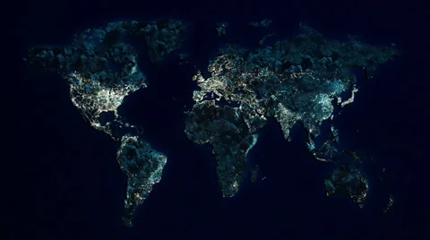 World Map At Night Desktop Photo & Art Print Earth At Night From Space