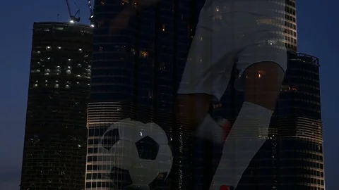 Mapping on building of soccer football p... | Stock Video | Pond5