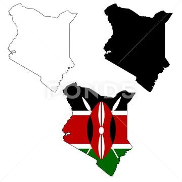 Maps of Kenya on white background. Kenya map sign. outline map of Kenya ...