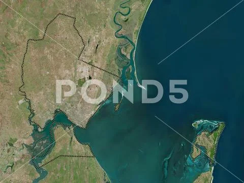 Maputo City, Mozambique. High resolution satellite map Illustration ...