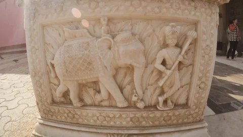 marble bas-relief with image of elefand ... | Stock Video | Pond5