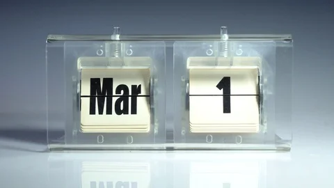 March. Mechanical tabletop flip calendar... | Stock Video | Pond5