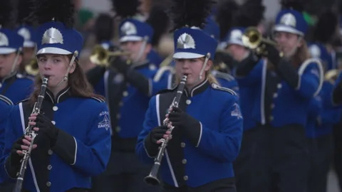 Marching band walking down in New York C... | Stock Video | Pond5