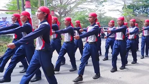 Marching Rows Of Workers Wearing Blue An... | Stock Video | Pond5