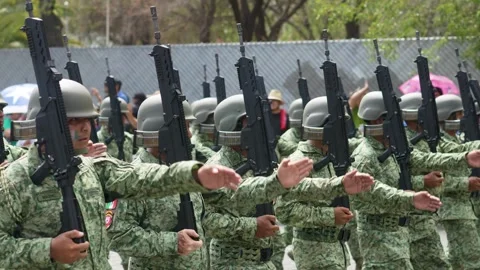 Marching Soldiers of the Mexican army at... | Stock Video | Pond5