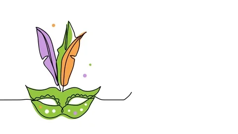 Mardi Gras mask single line animated ill... | Stock Video | Pond5