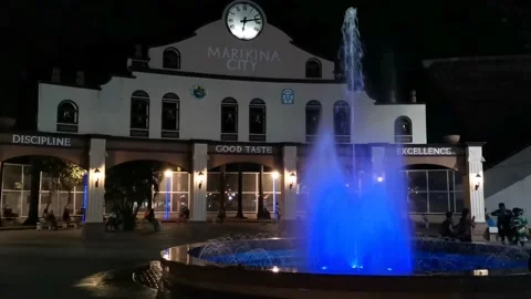 Marikina City Clock and Water Fountain | Stock Video | Pond5