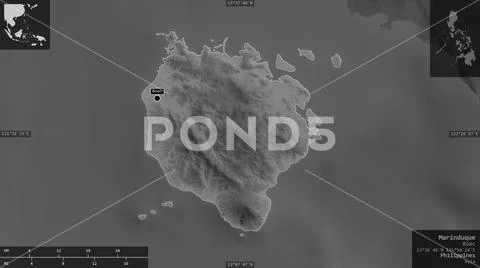 Marinduque, Philippines. Grayscaled map with lakes and rivers: Royalty ...