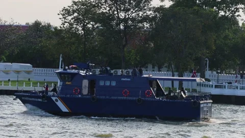 Marine Fisheries Patrol Boat At Chao Phr... | Stock Video | Pond5