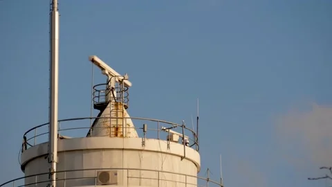 Marine radio beacon on blue sky with clo... | Stock Video | Pond5